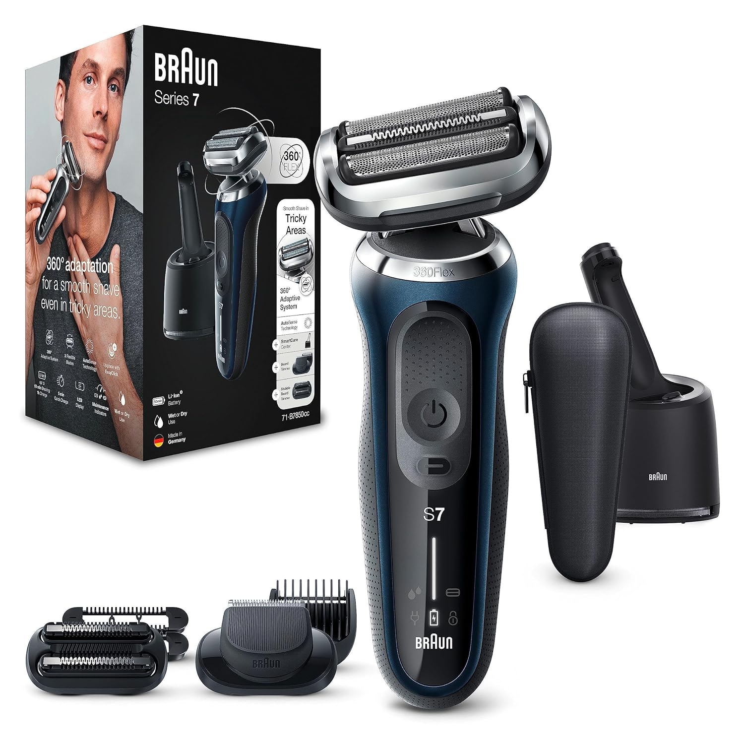 Braun 71-B7850cc Series 7 Rasierer mit 2 EasyClick-Aufsätzen und Smart ...