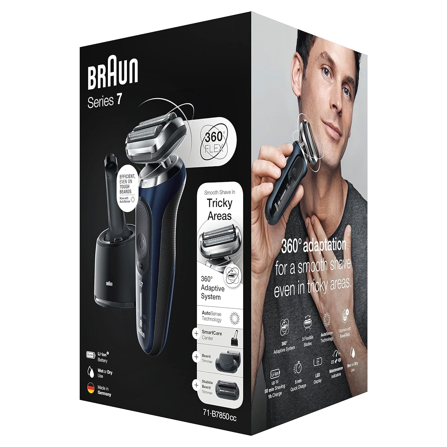 Braun 71-B7850cc Series 7 Rasierer mit 2 EasyClick-Aufsätzen und Smart ...